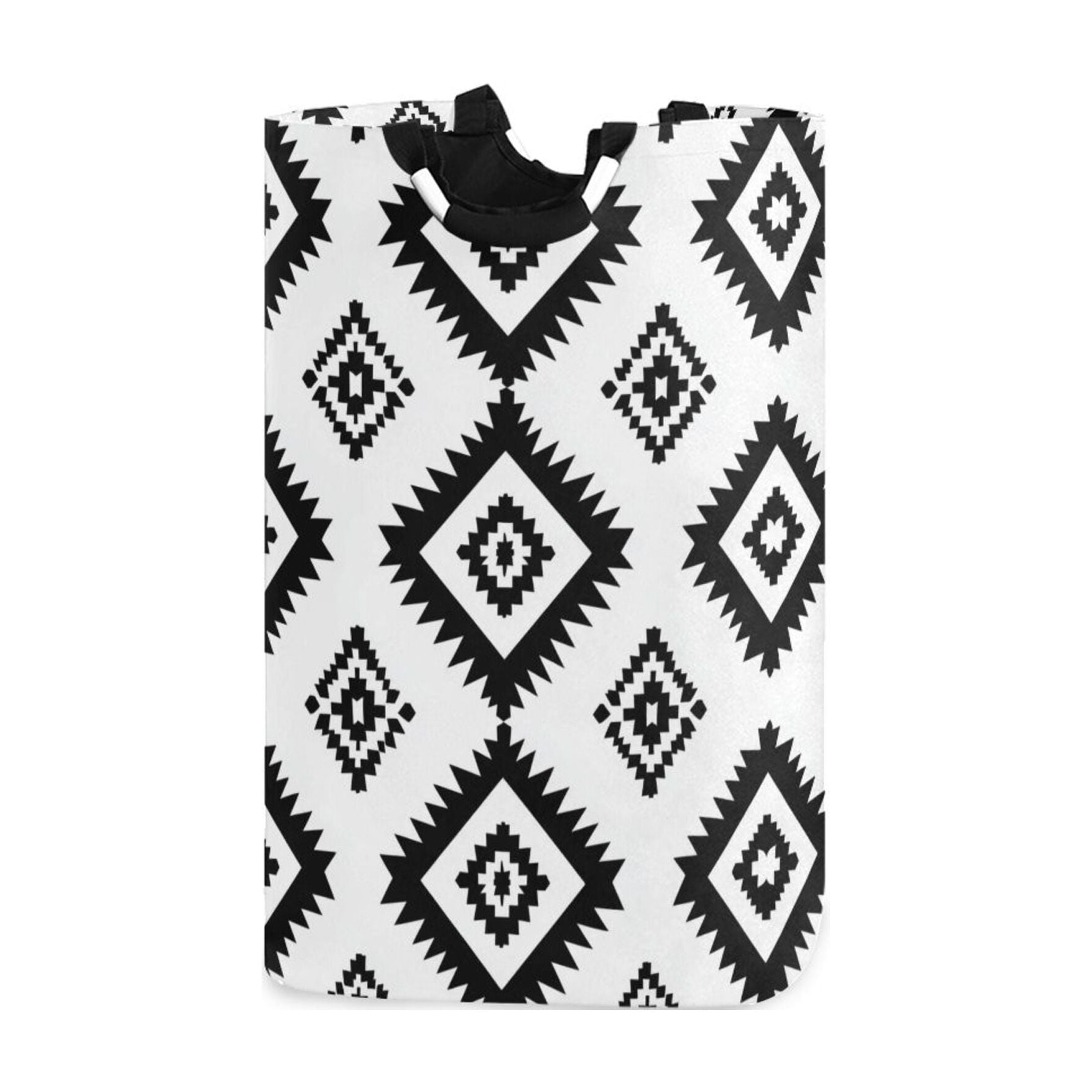 Black Squares on White Background Laundry Basket with Handles Foldable ...