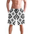 Black Squares on White Background Men's Swim Trunks Beach Shorts ...