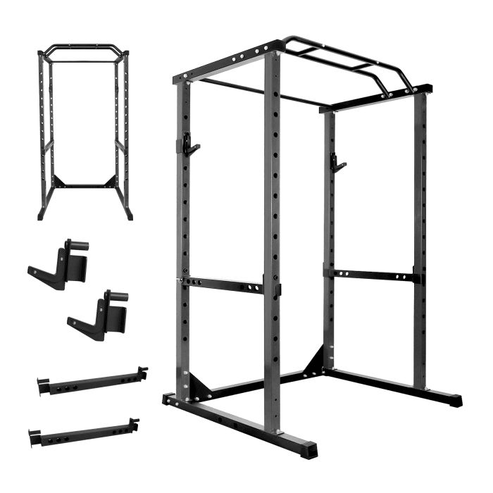 Black Squat Rack with Safety Bars, Power Cage Squat Rack, 2x2 Square ...