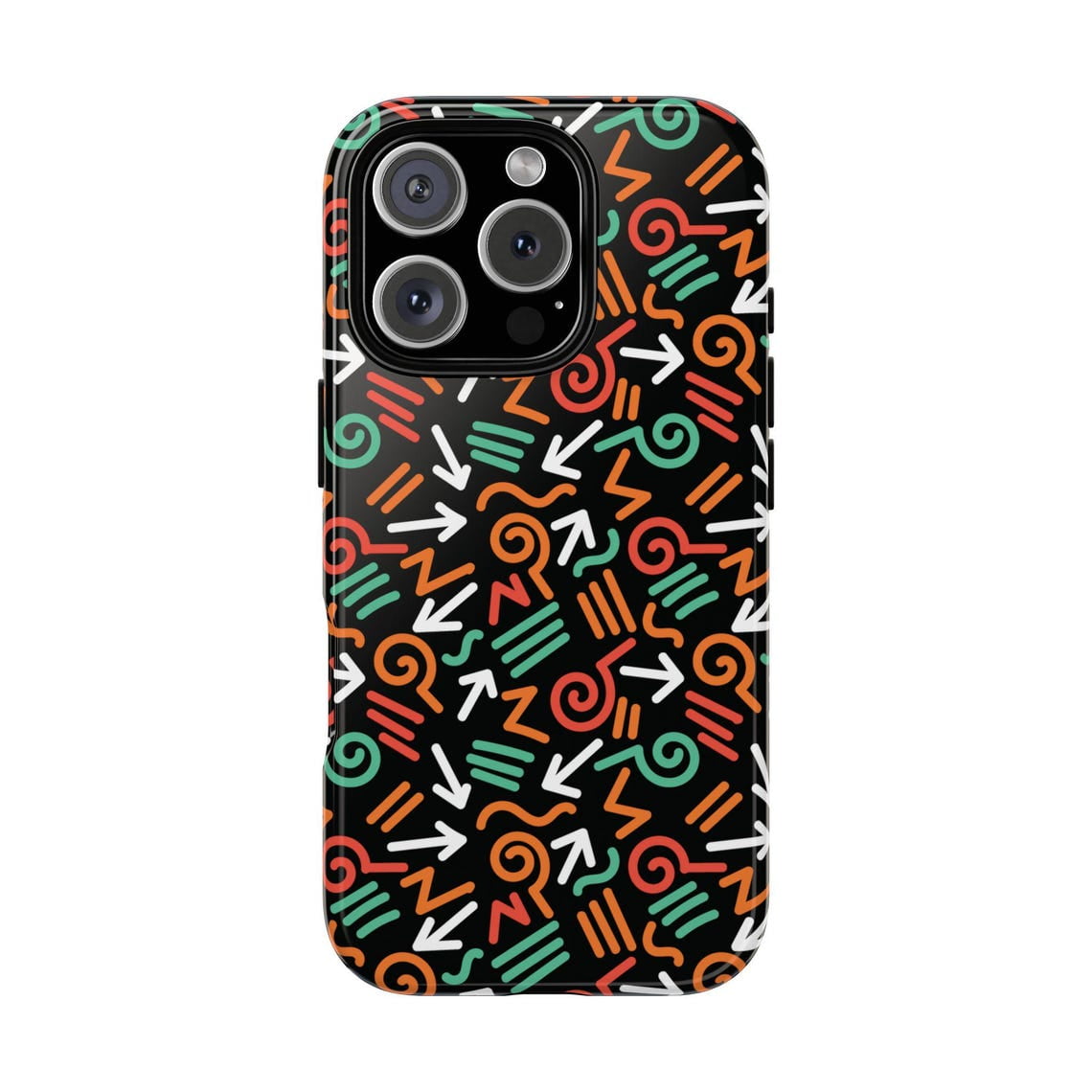 Black Squiggly Doodle Colorful Fun for iPhone 11 12 13 14 15 16 17 Pro ...