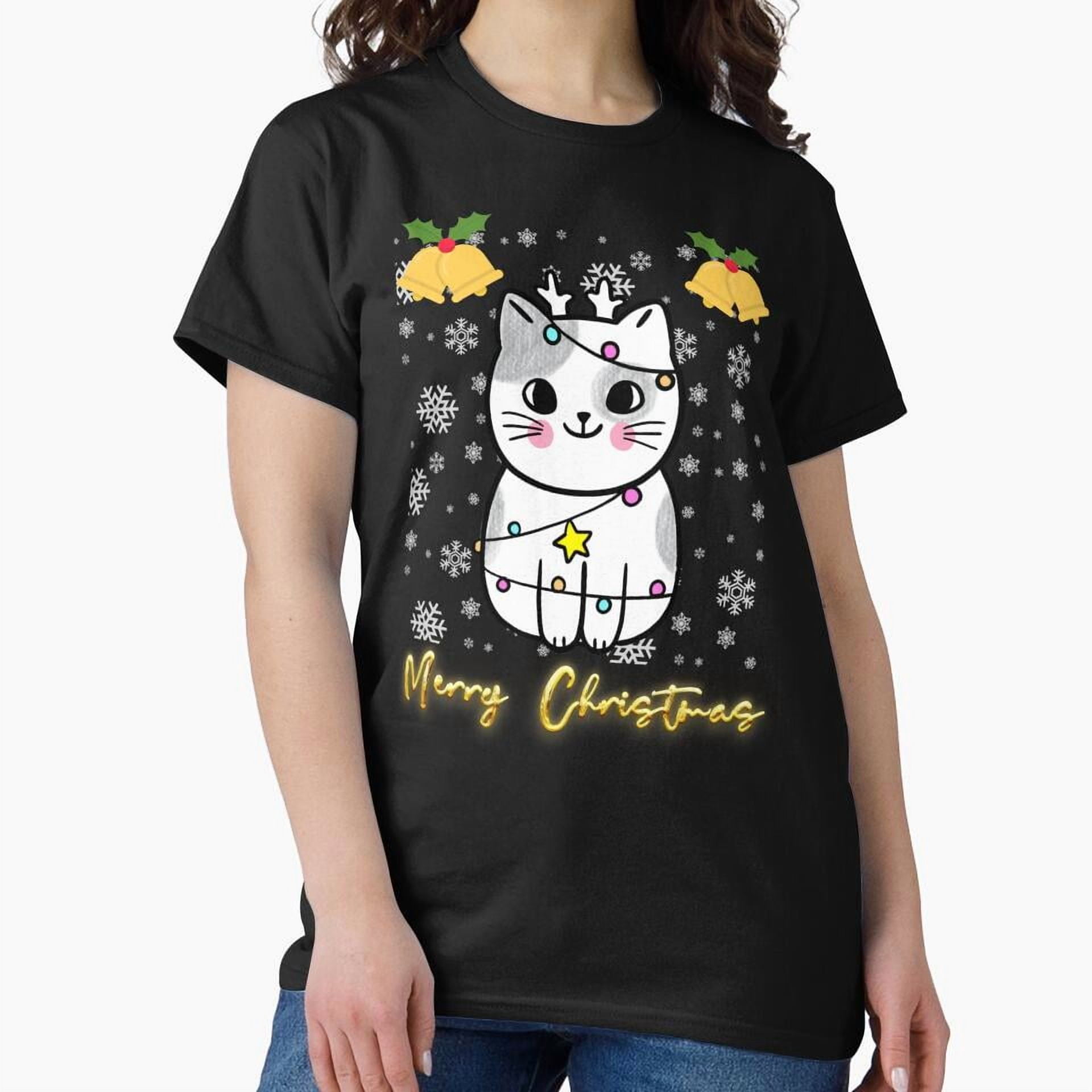 Black St. Nick Cat Tangled Up In Lights Christmas St. Nick Funny Cats ...