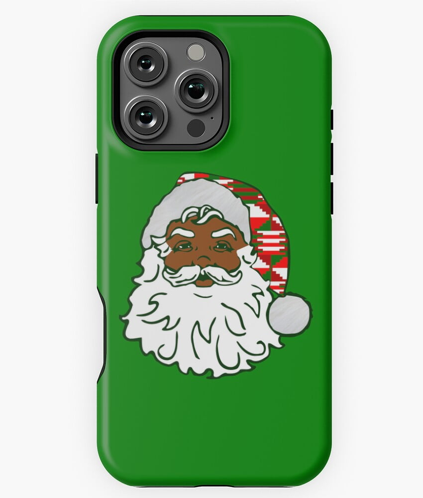 Black St. Nick Claus Kwanzaa Kente Phone Case for iPhone 16 15 14 13 12 ...