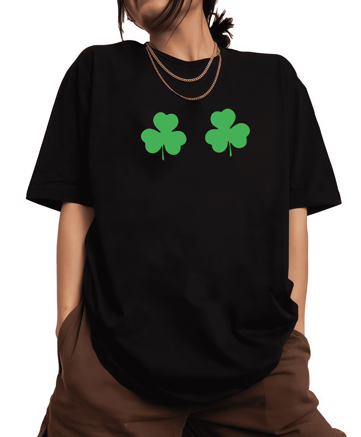 Black St Patricks Day Print Tshirt Graphic Tees Shirts Double Green ...