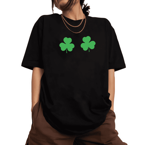 Black St Patricks Day Print Tshirt Graphic Tees Shirts Double Green ...