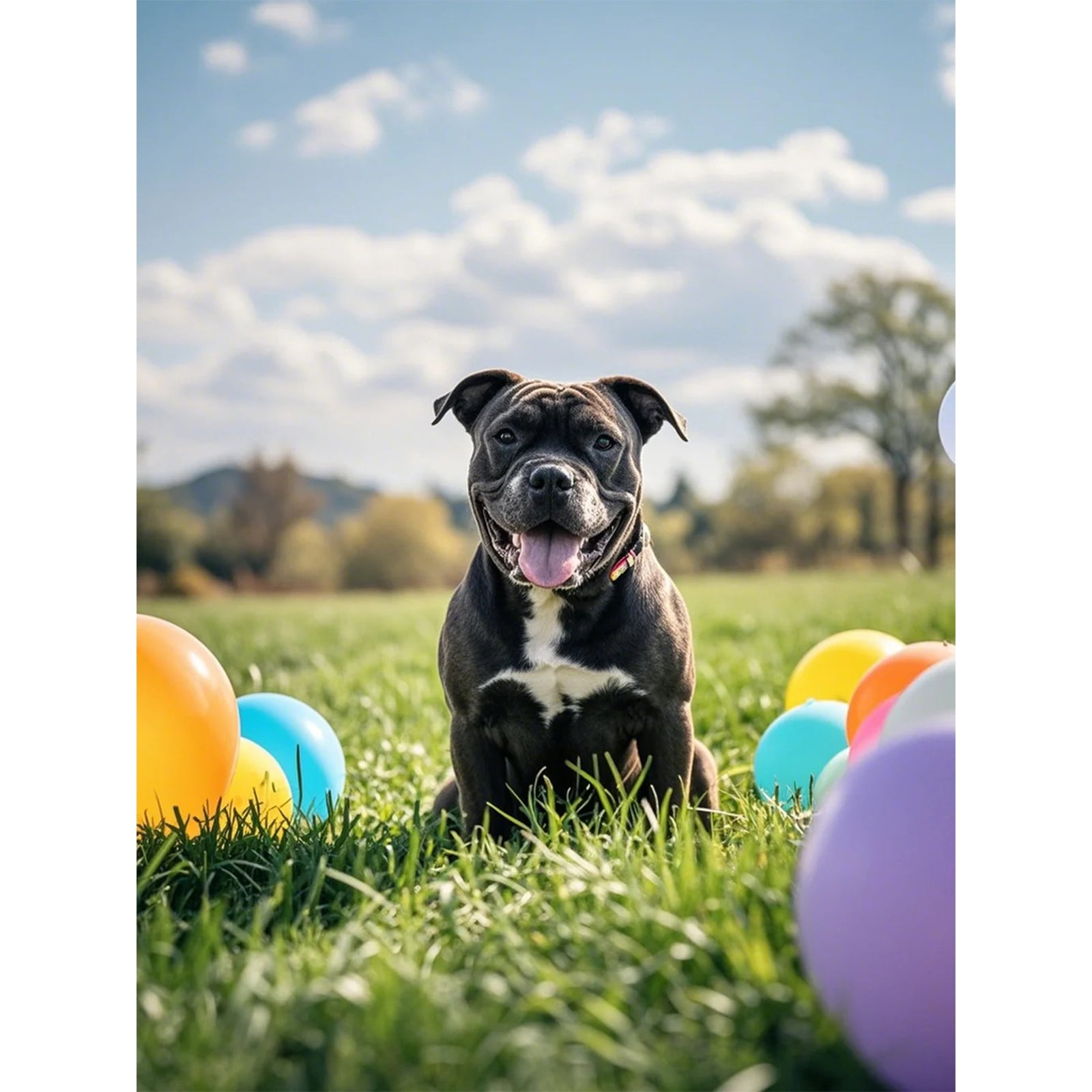 Black Staffordshire Bull Terrier Diamond Art 5D Diamond Painting DIY ...