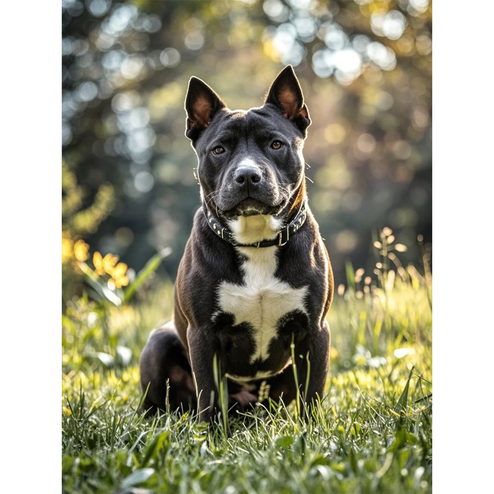 Black Staffordshire Bull Terrier Diamond Art 5D Diamond Painting DIY ...