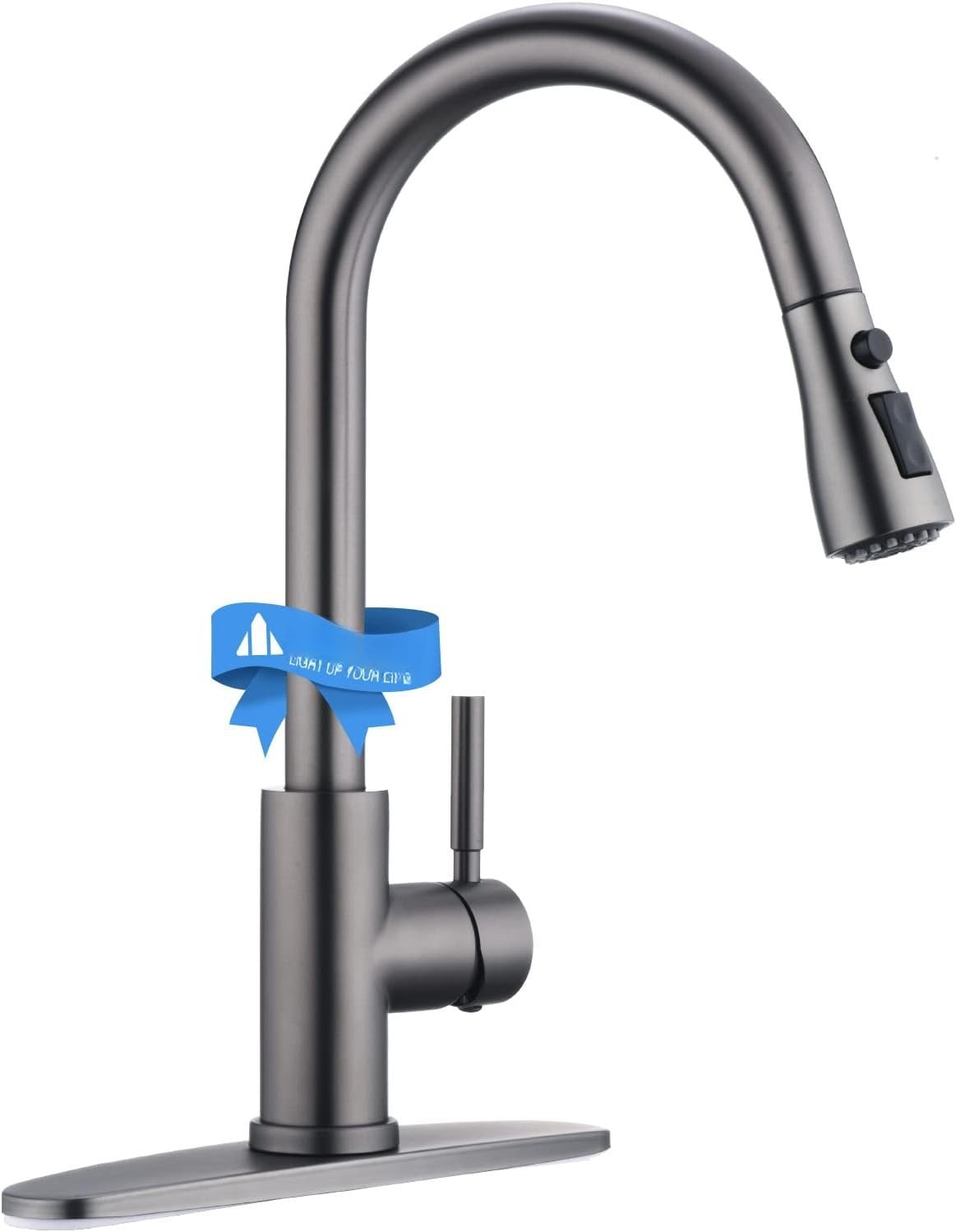 Black Stainless Kitchen Faucet, Gray Kitchen Faucet with Pull Down ...