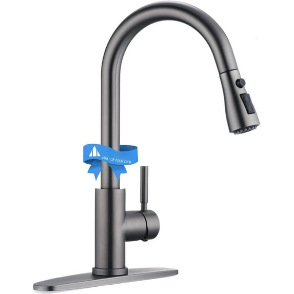 Black Stainless Kitchen Faucet, Gray Kitchen Faucet with Pull Down ...