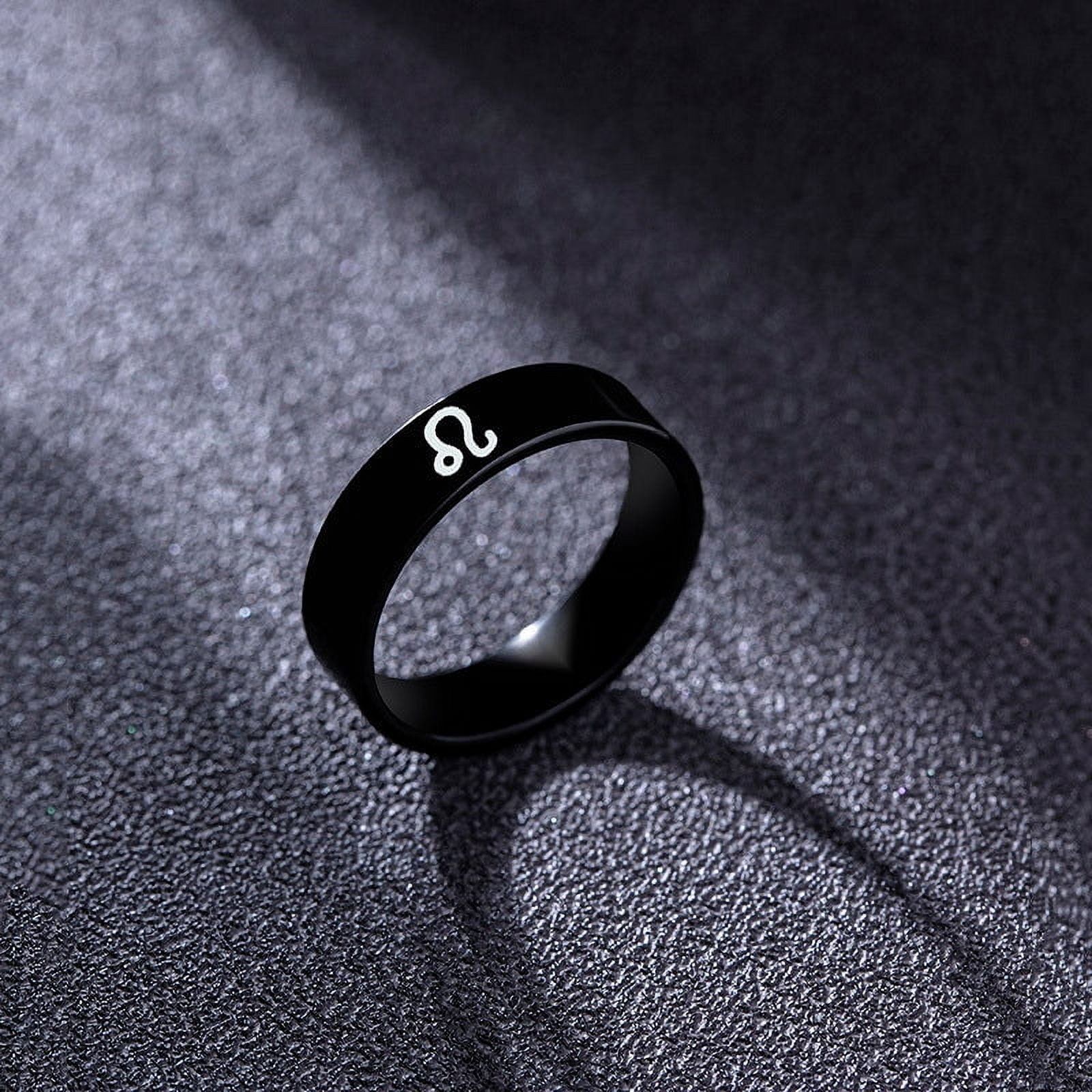Black Stainless Steel Ring with Zodiac Constellation Stars Symbol ...
