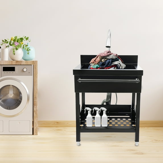 Black Stainless Steel 19.68x13.78x7.48 Inch Freestanding Kitchen Sink ...