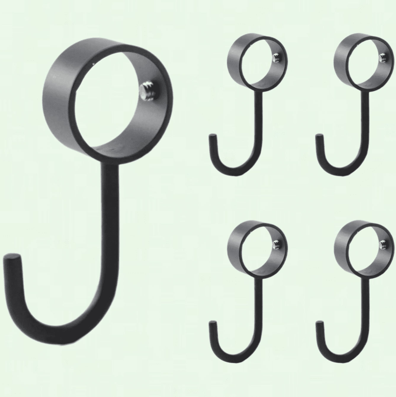 Black Stainless Steel Closet Rod Hooks, 5-Pack Heavy Duty J-Shaped ...