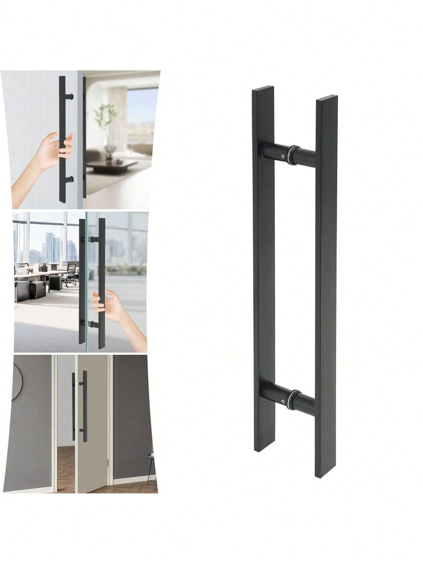 Black Stainless Steel Door Handle, 1 Pair Pull Push Sliding Barn Door Handles, Commercial H ...