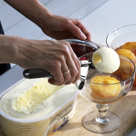 Black Stainless Steel Ice Cream Scoop with Non-Slip Handle for Home ...