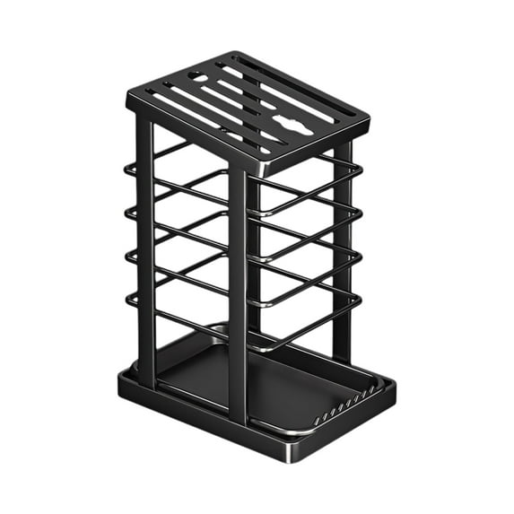 Black Stainless Steel Knife Storage Rack With Drip Tray, Inclined Slot ...