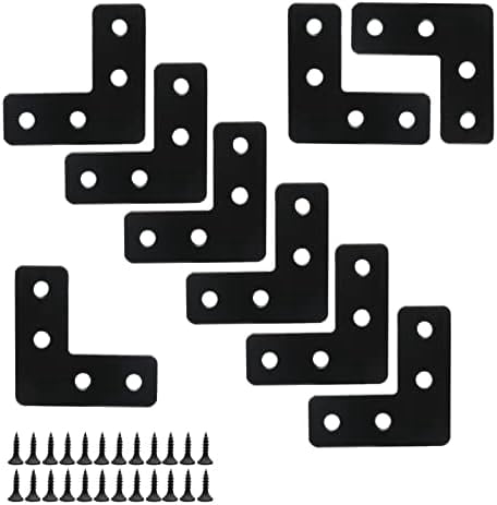 Black Stainless Steel L Braces Flat Corner Braces 40mm x 40mm/1.57 x 1. ...