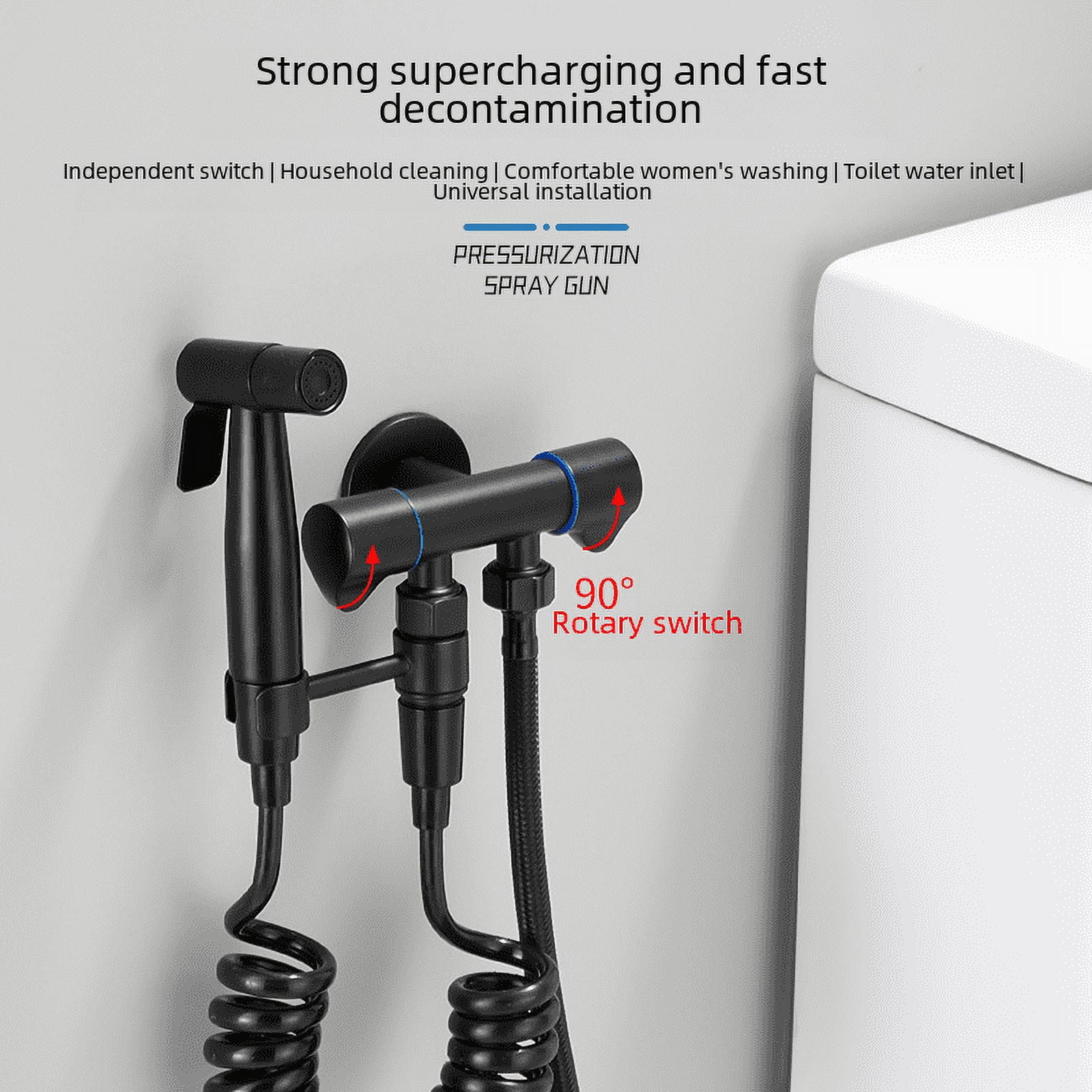 Black Stainless Steel One-in-Two-out Toilet Spray Gun High Pressure ...