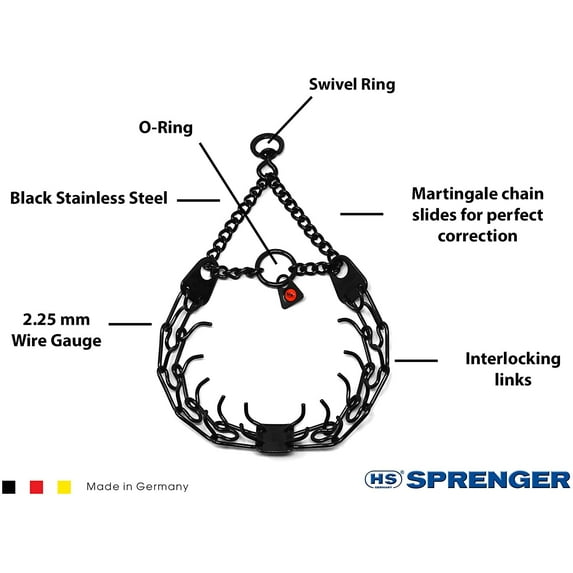 Black Stainless Steel Prong Dog Training Collar with Swivel Ultra-Plus ...