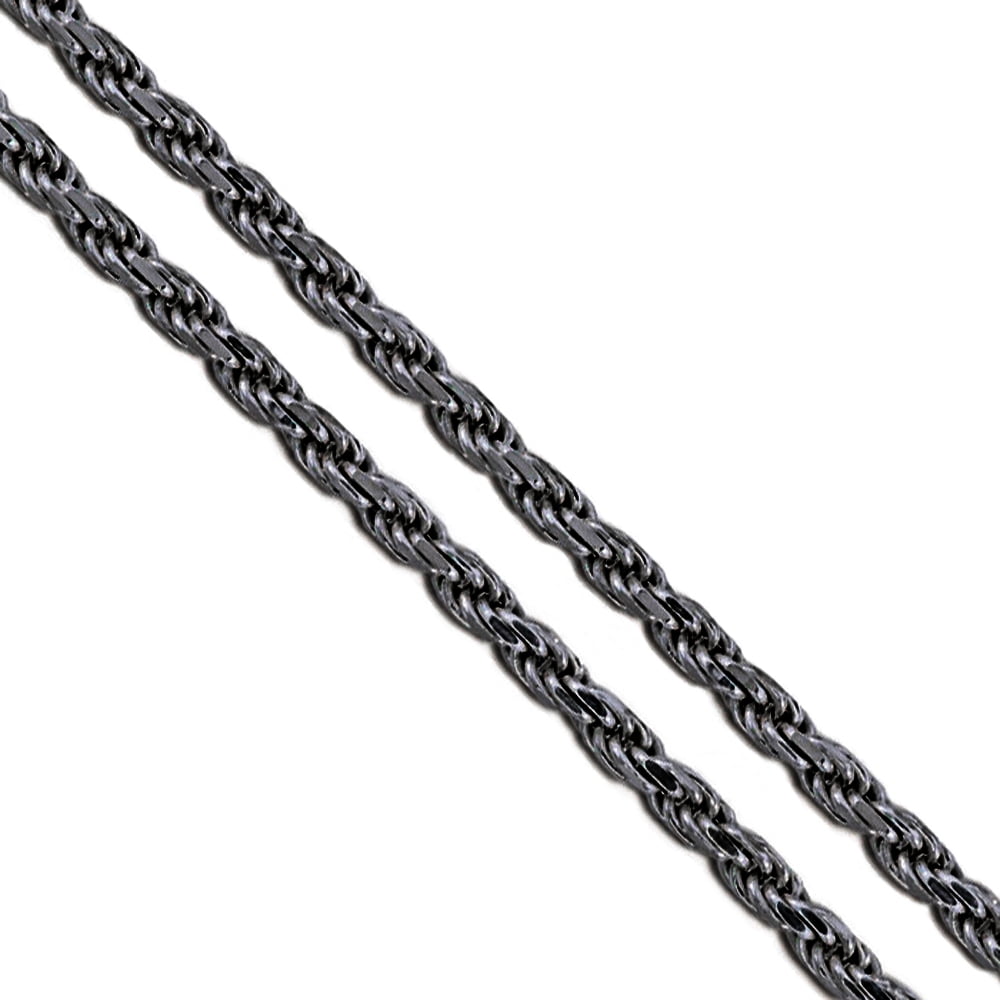 Black Stainless Steel Rope Chain 2.8mm Solid Cord Necklace 18" Gray ...