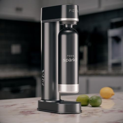 Black Stainless Steel Sparkling Water Maker with CO2 Cylinder & 1L ...