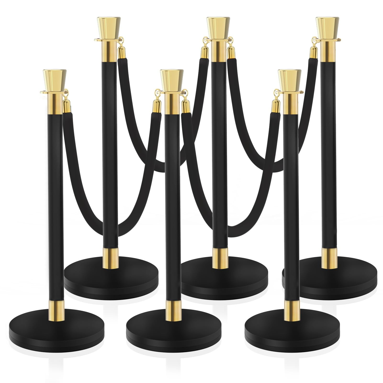 6 Pcs Stanchions and Velvet Ropes Set-Crowd Control Barriers with 4 ...