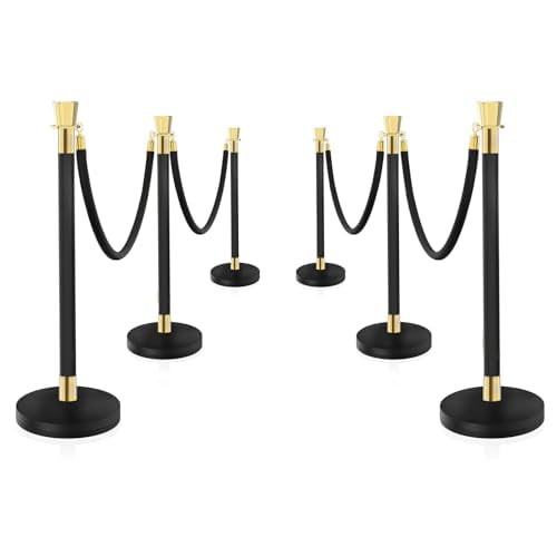 Black Stainless Steel Stanchions Rope - Crowd Control Barriers with Red ...