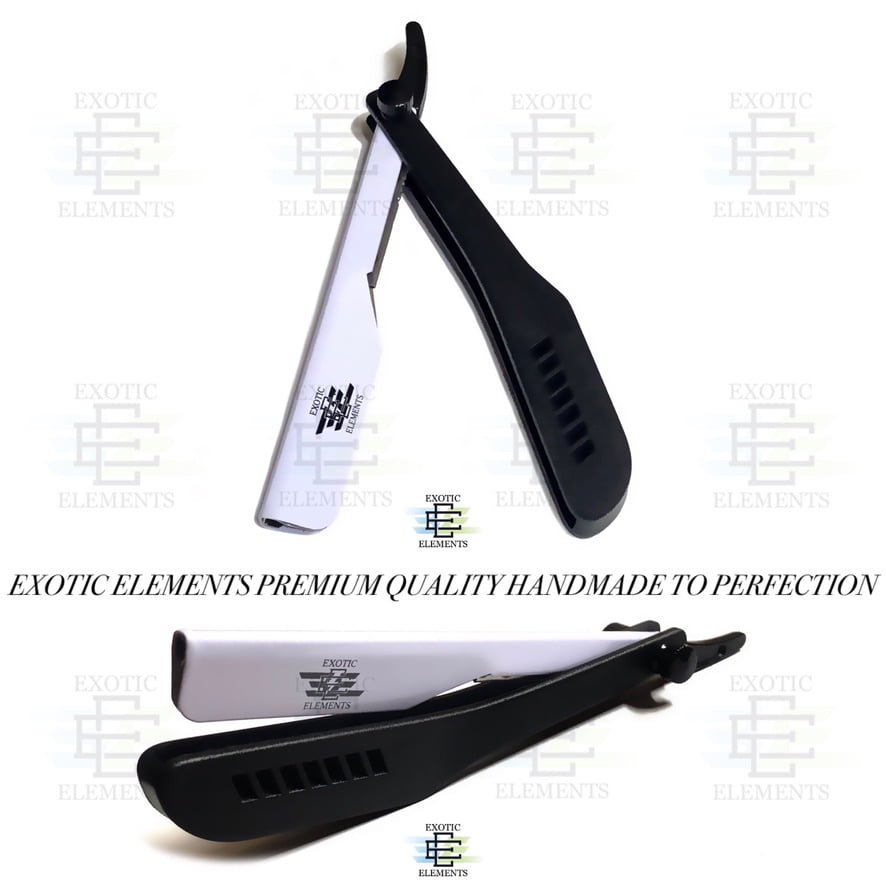 Black Stainless Steel Straight Edge Shaving Razor for Barbers and Self ...