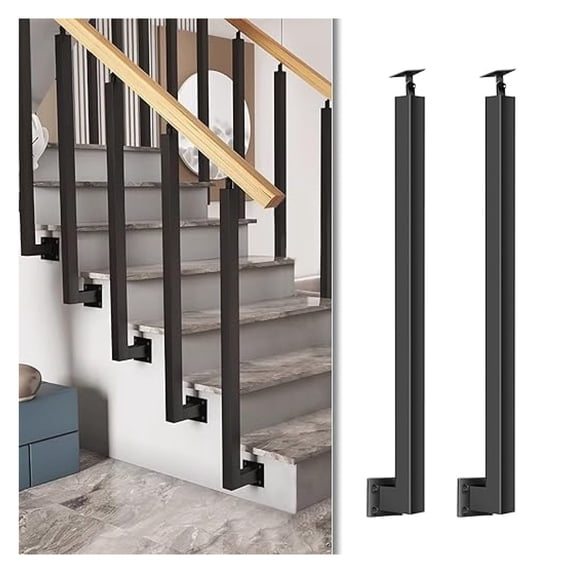 Black Stair Baluster Posts - Square Metal Railing Spindles, Banister ...