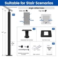Black Stair Cable Railing Post 42 Inch for 25-35 Degrees Stair 42"x2"x2 ...