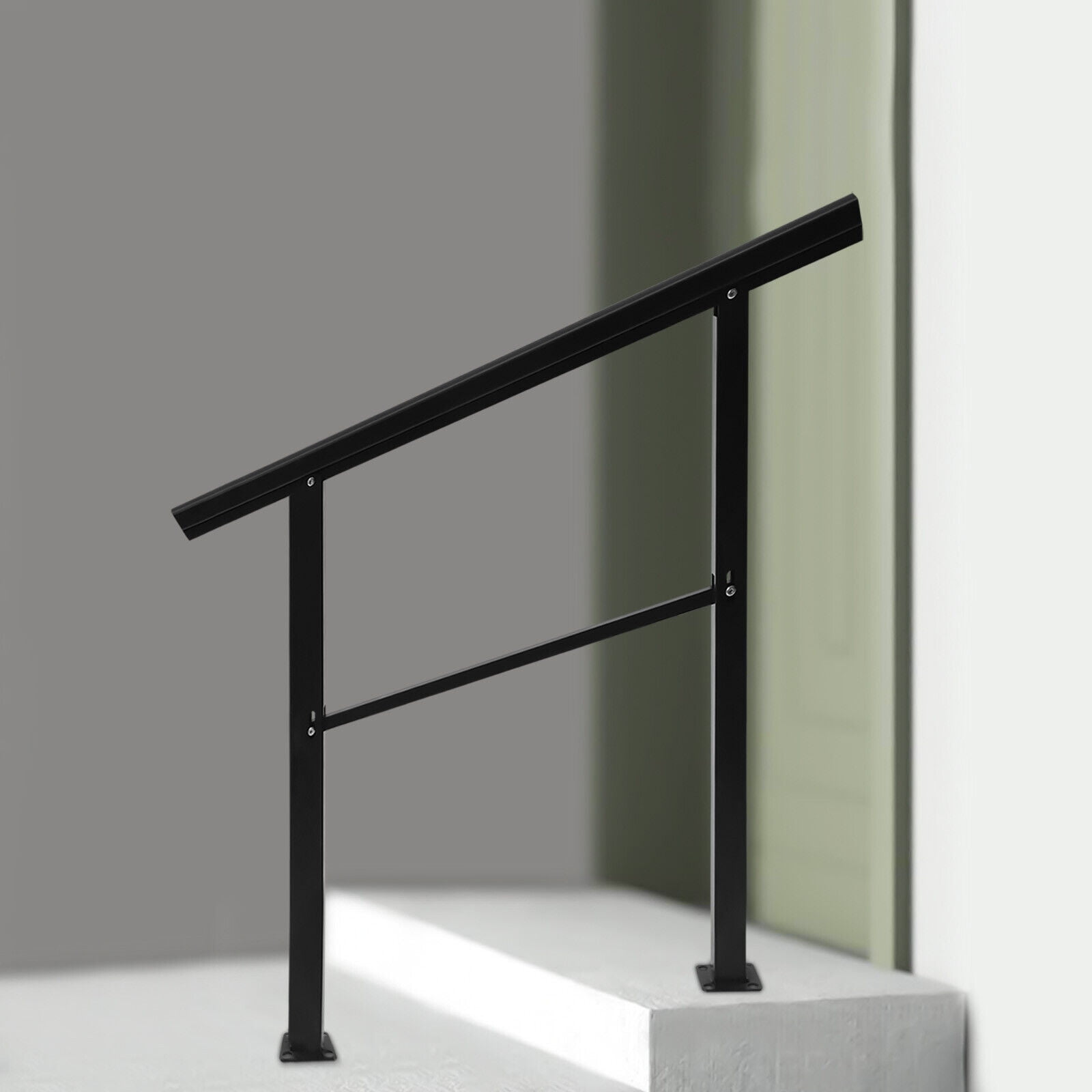 Black Stair Handrail Picket Fit 1 or 2 Steps Stair Railing Hand Rail ...