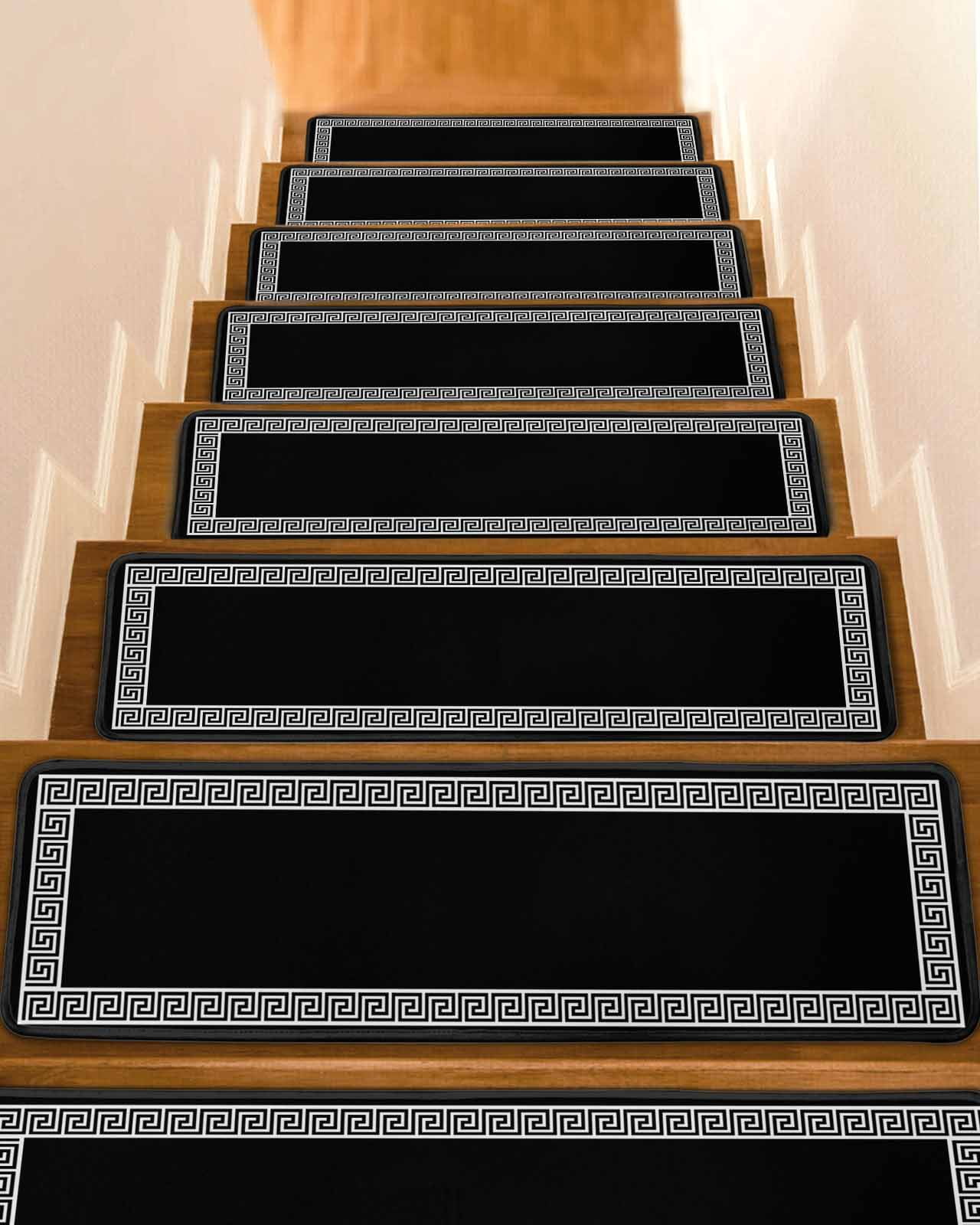 Black Stair Treads for Wooden Steps Indoor Runner Rug Carpet, Modern ...
