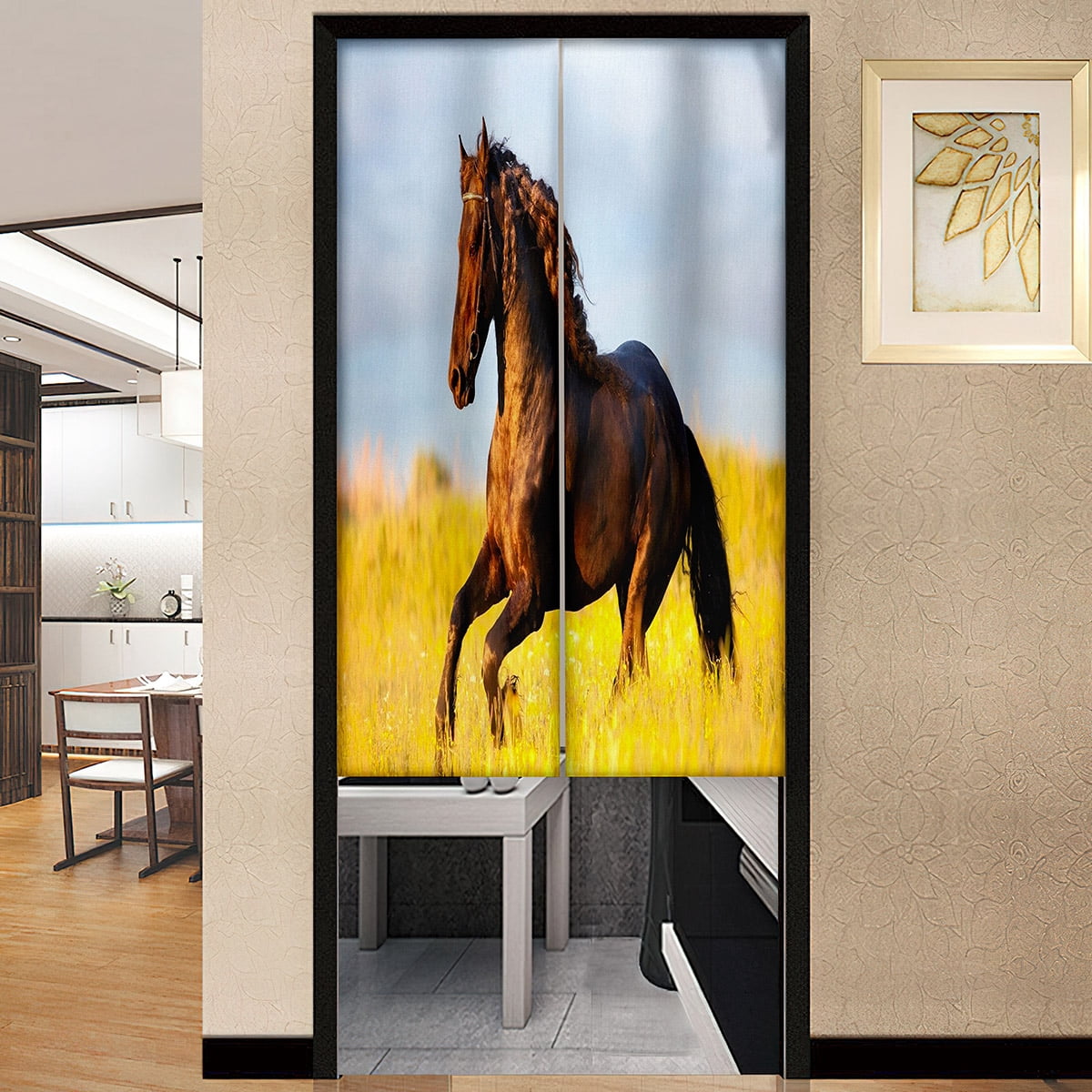 Black Stallion Amazing Horse Japanese Door Curtain Kitchen Partition ...