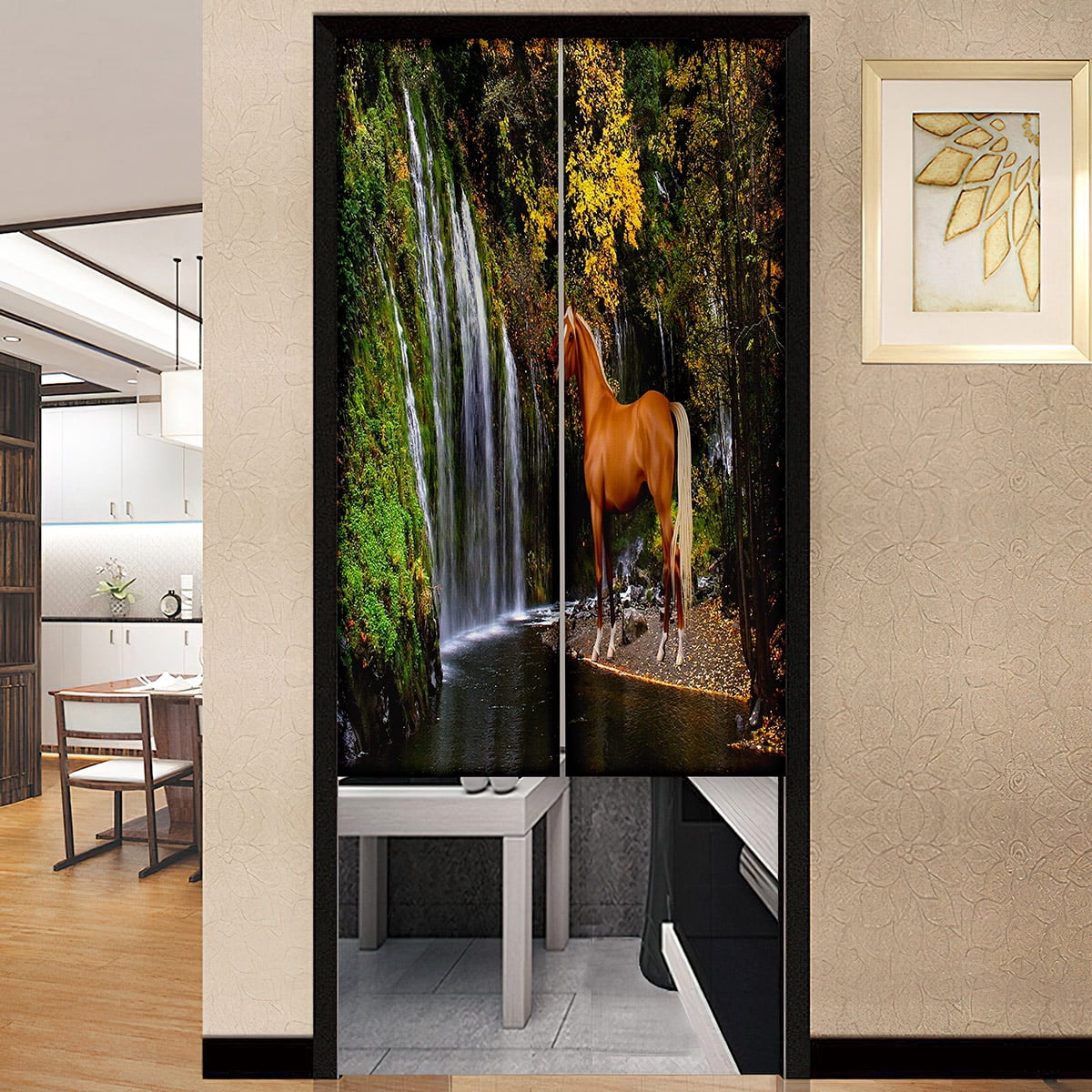 Black Stallion Amazing Horse Japanese Door Curtain Kitchen Partition ...