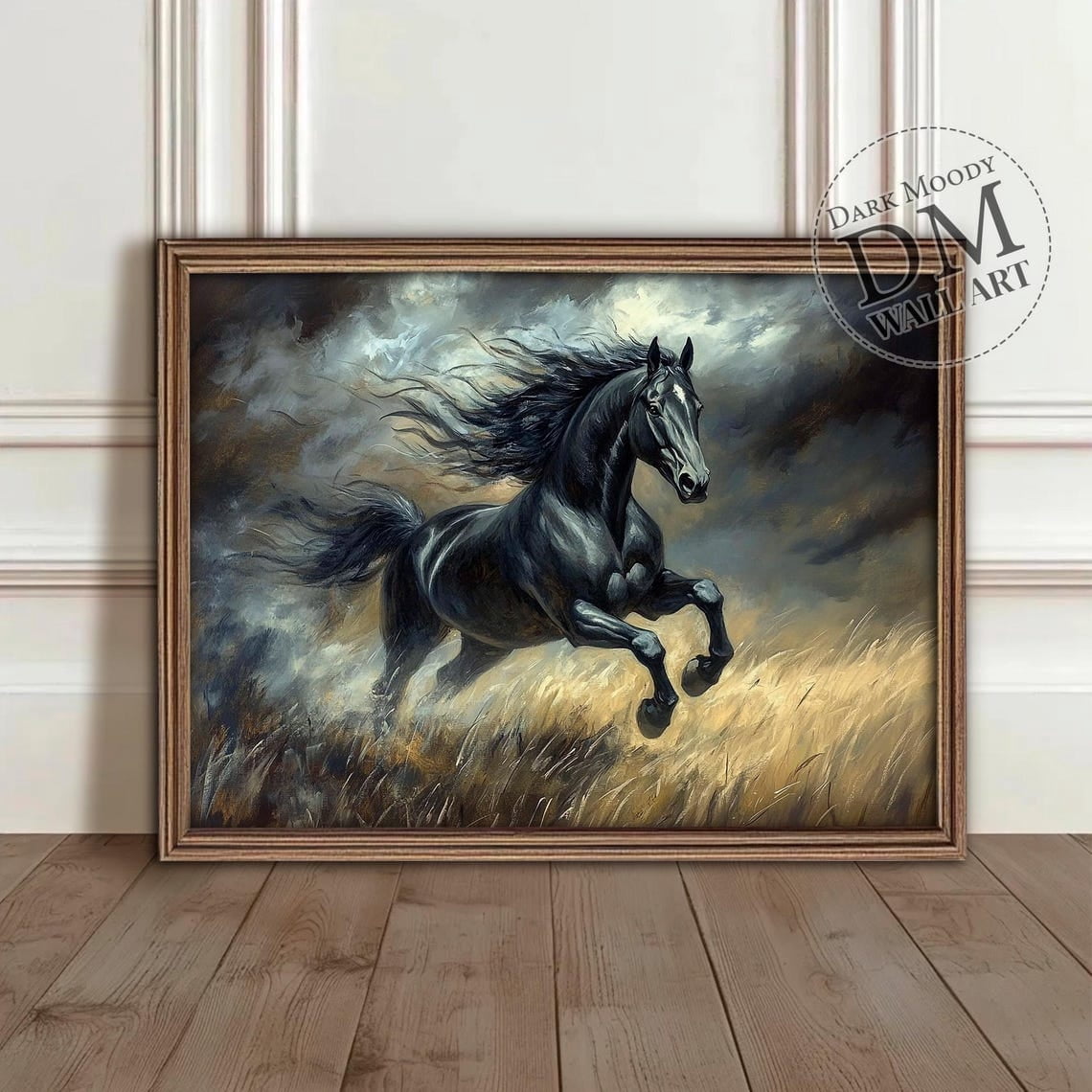 Black Stallion Dark Moody Dramatic Horse Power Portrait Print Modern ...