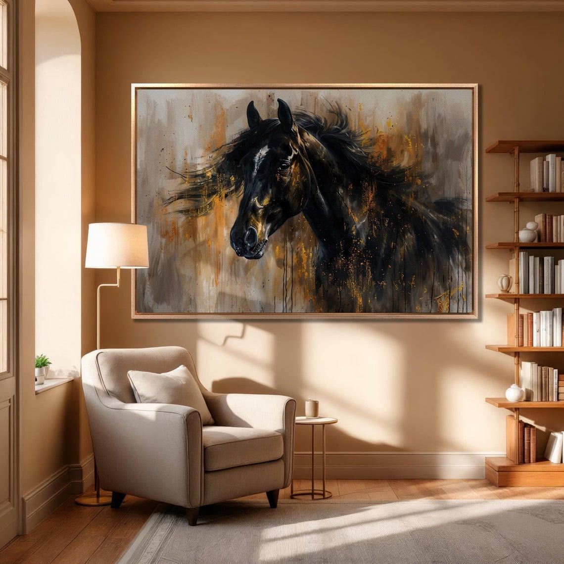 Black Stallion Poster Noble Animal Wall Art Abstract Horse Decor Modern ...
