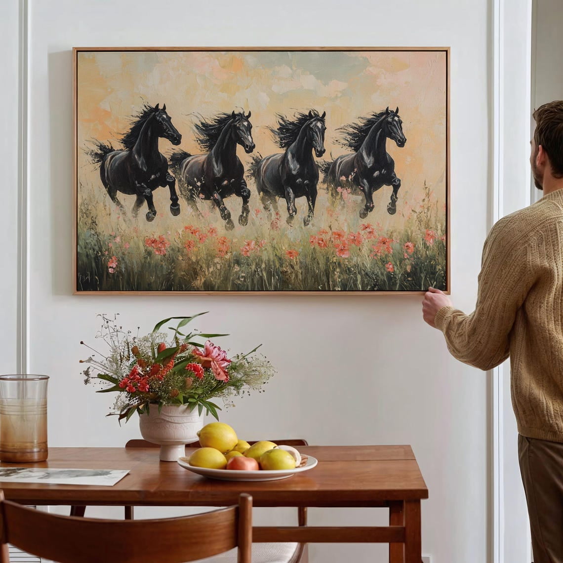 Black Stallion, Wild Horses Print, Western Ranch Decor, Running Horses ...
