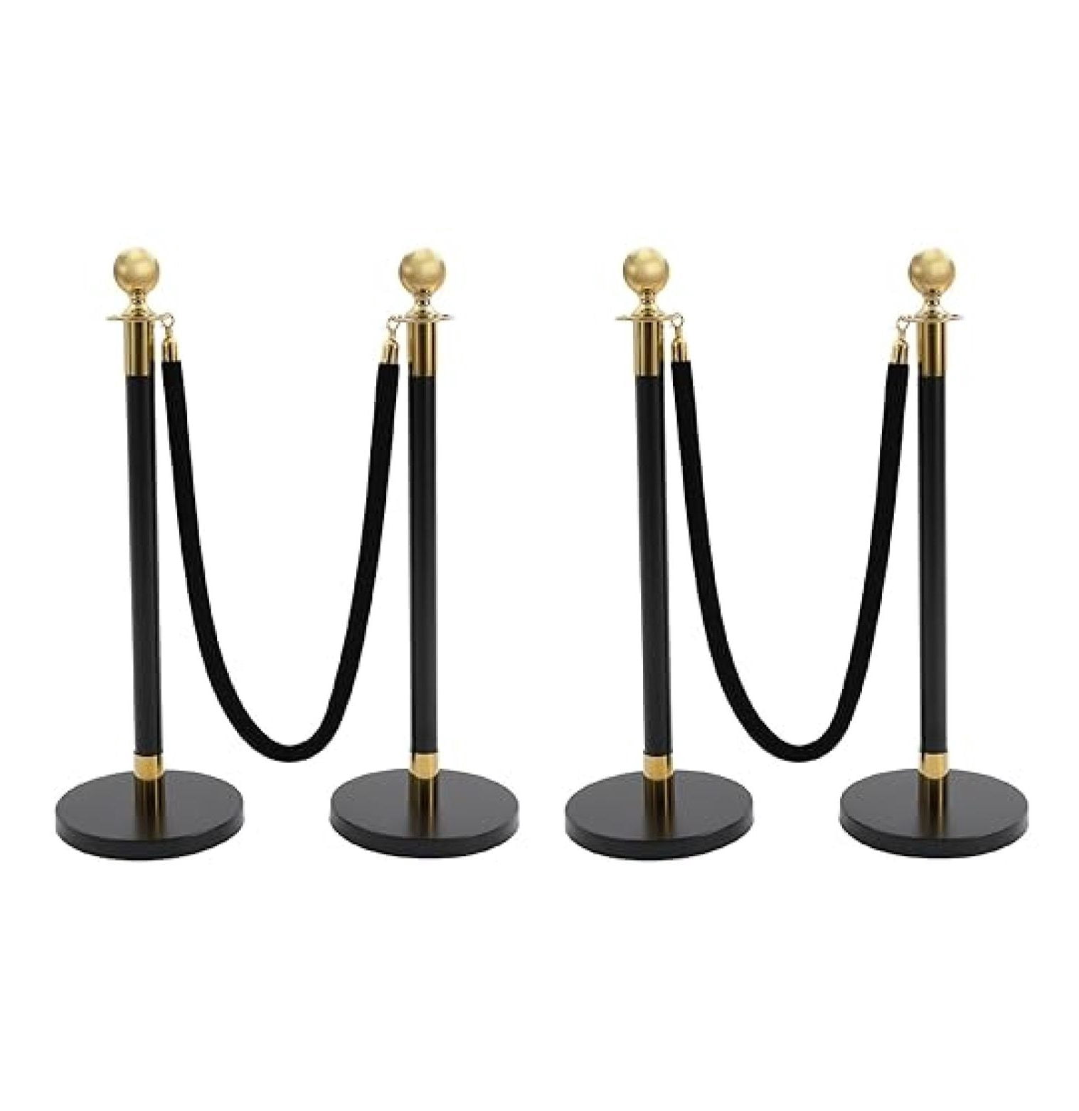 Black- Stanchions Posts, 4 Packs Stanchion Set Crowd Control Barriers ...