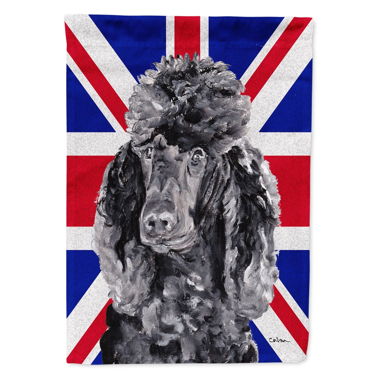 Black Standard Poodle with English Union Jack British Flag House Flag ...