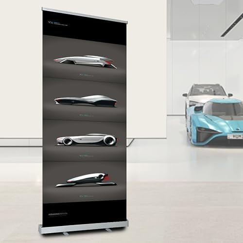 Black Standard Retractable Banner Stand 33.5"x80" with Padded Canvas ...