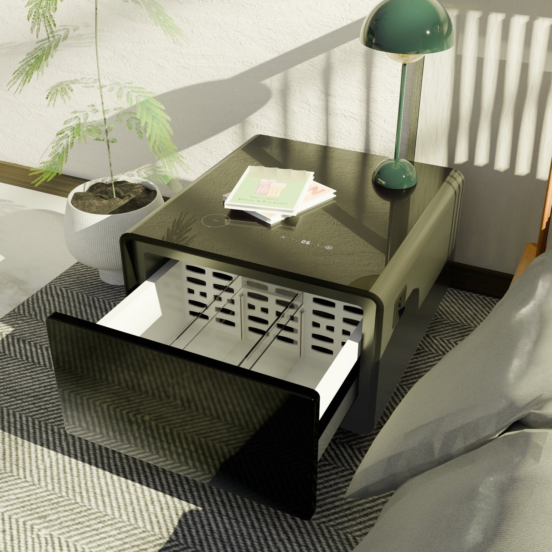 Black Standing Coffee Desk - Removable Door Seal & Type - C Port ...