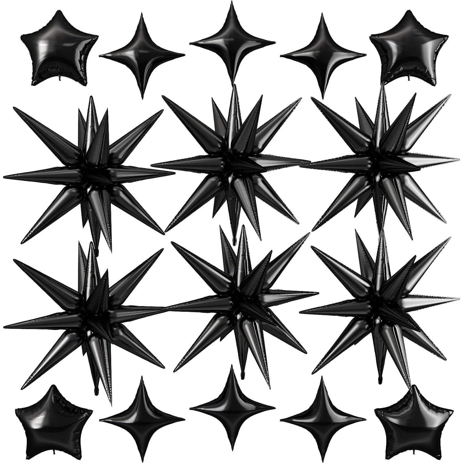 Black Star Balloon,16Pcs Star Foil Balloons Set with 22Inch Explosion ...