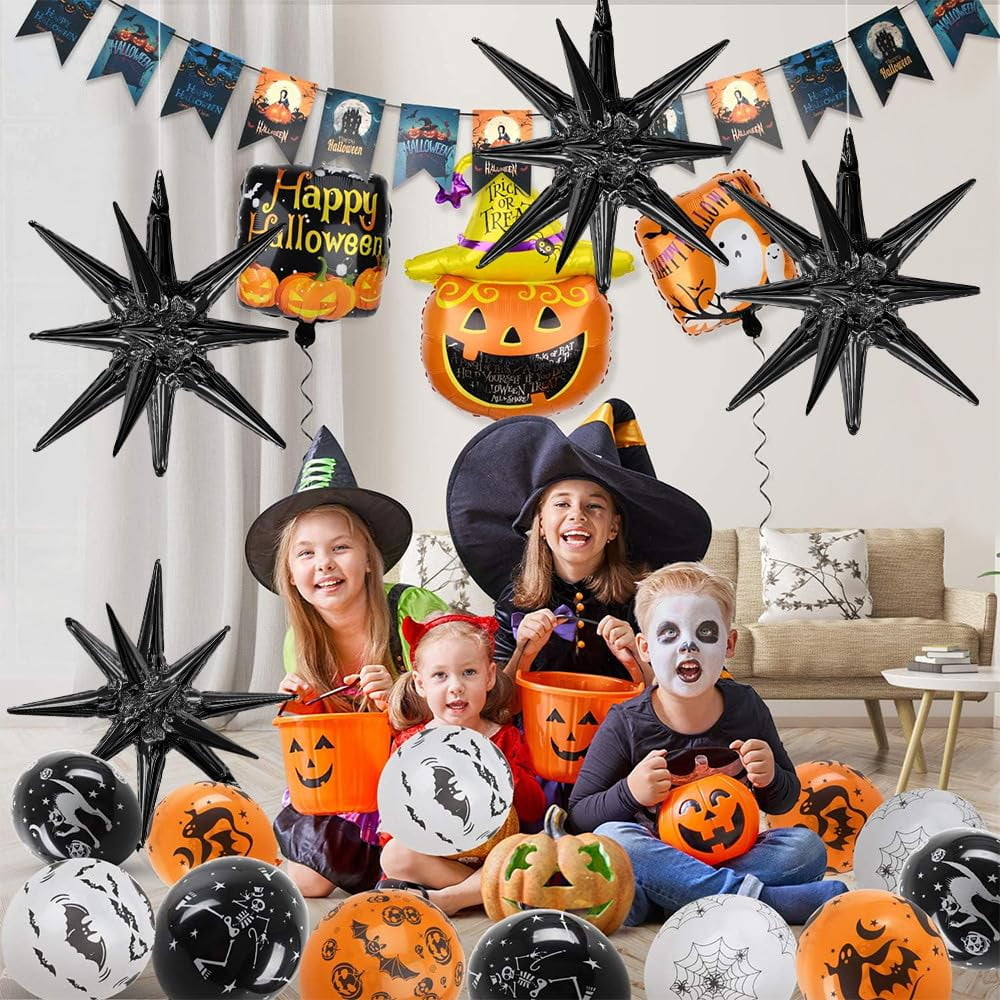 Black Star Balloons AJH3 Bulk 12pcs Foil Mylar Balloon Spike Explosion ...
