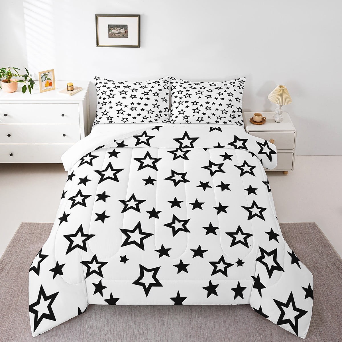 Black Star Bedding Sets Galaxy Starry Comforter Set Teens Room Decor ...