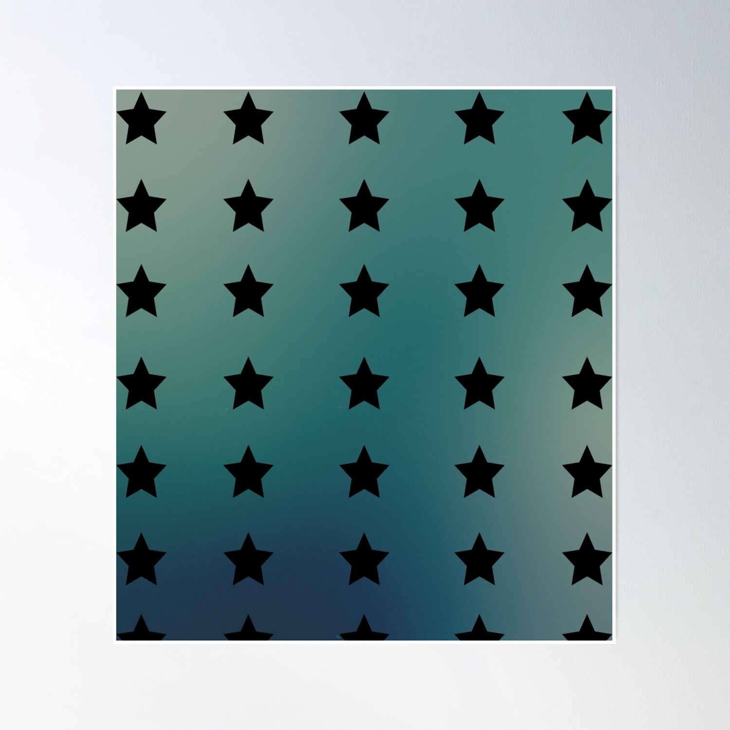Black Star Pattern In Gradient Dark Blue/Turquoise Sky Poster Wall Art ...