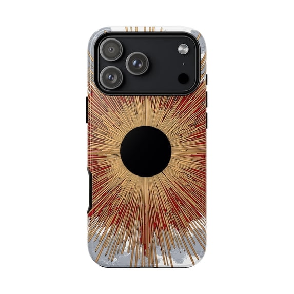 Black Star Red Sunrays Abstract Art Shell with iPhone 17 to 11 Pro Max ...