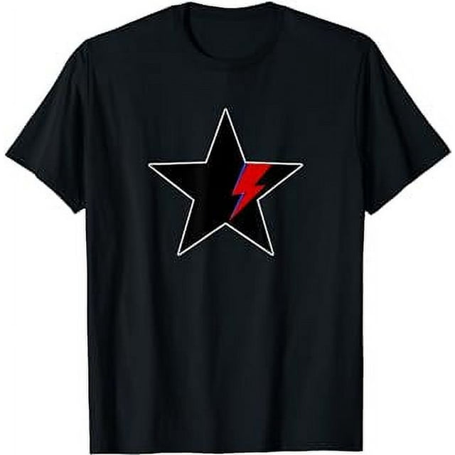 Black Star Red and Blue Lightning Bolt Starman Mashup T-Shirt - Walmart.com