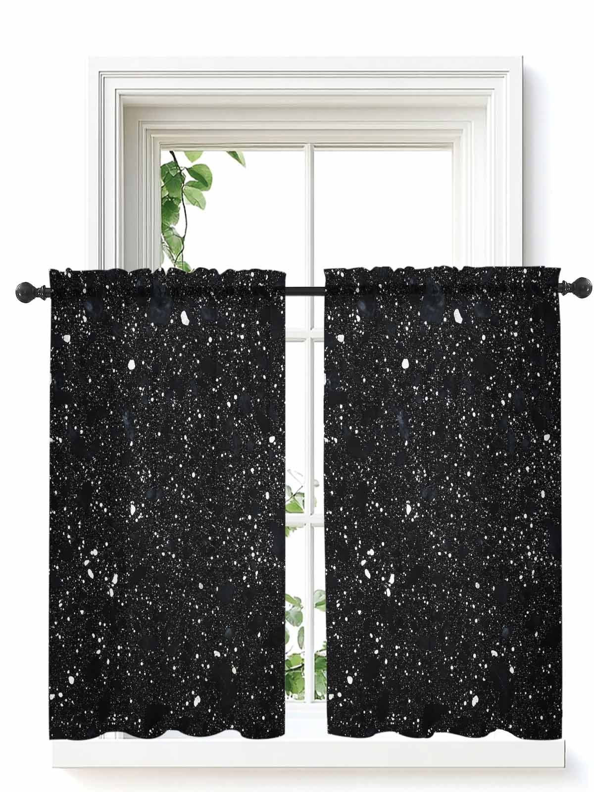 Black Star Sky Curtains 45 Inch Length,Sheer Curtains for Bedroom ...