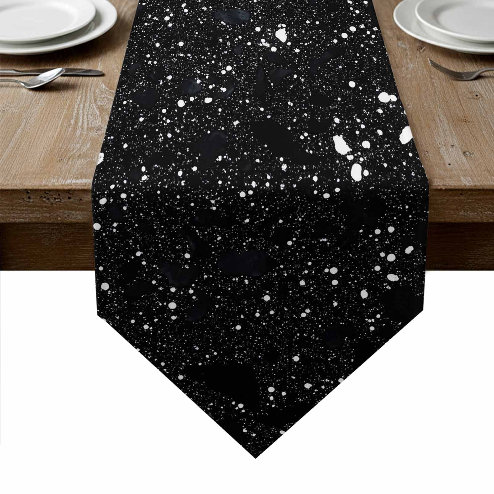 Black Star Sky Table Runner Linen Burlap Table Runner 90 Inches Long ...