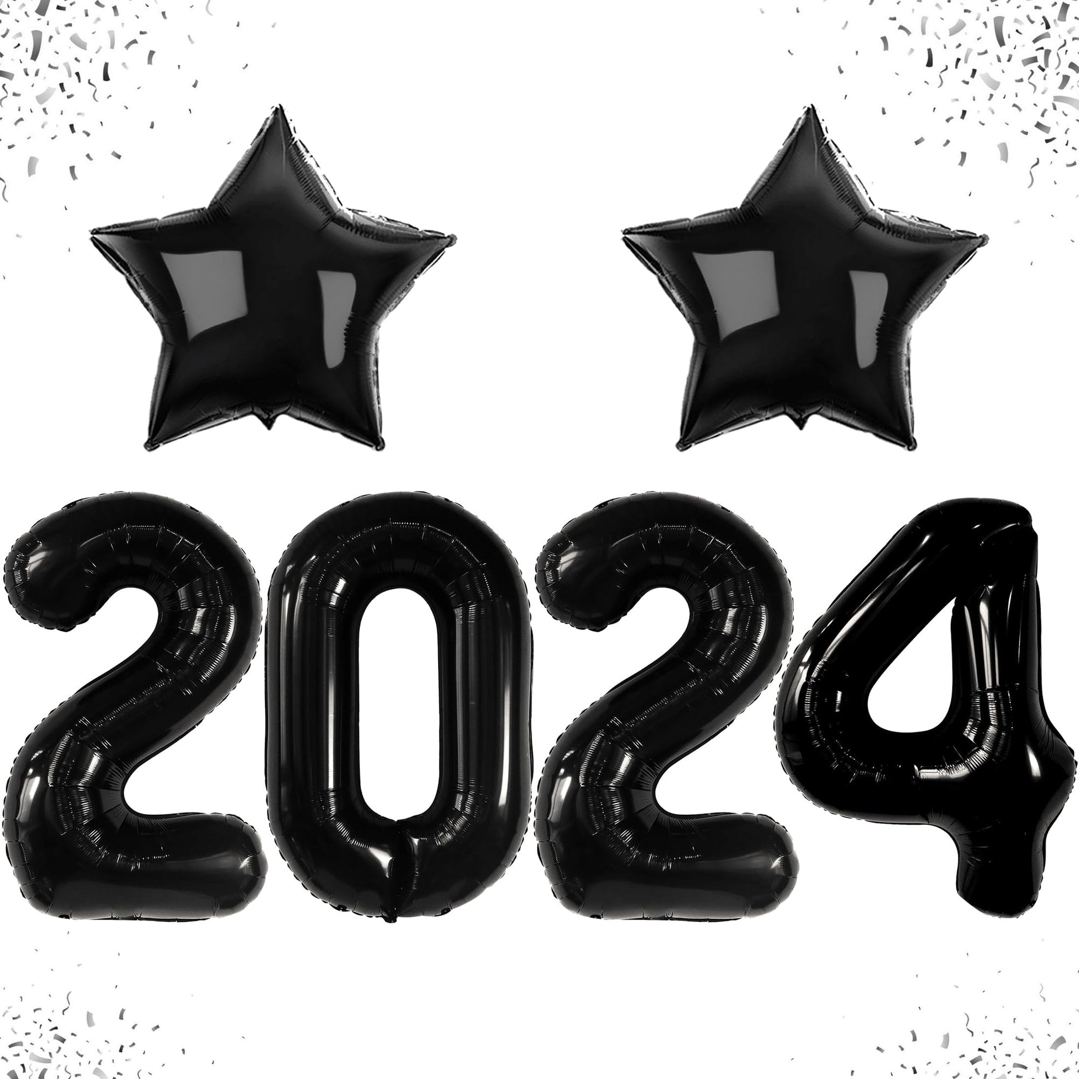 Black Starburst Graduation Balloon Set - 40 Inch Giant 2024 Balloons ...