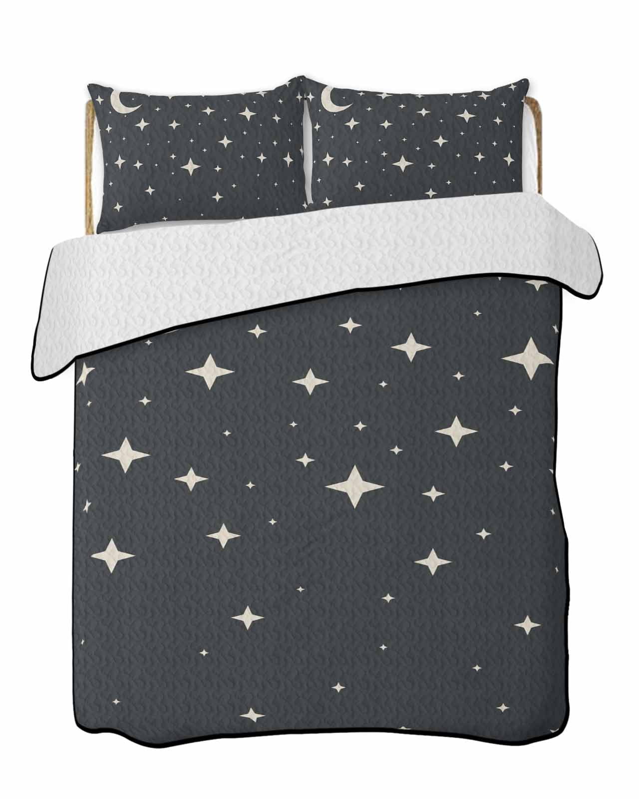 Black Starry Night Quilts Bedding Set Twin Size Stars Moon Black ...