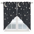 Black Starry Night Swag Curtain Valance for Window 2 Panels Stars Moon ...